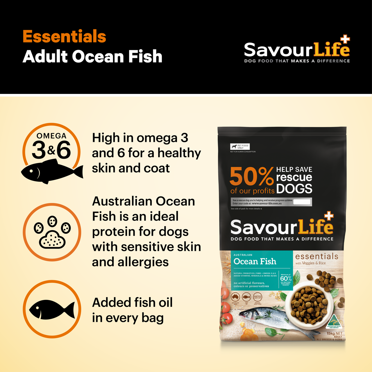 SavourLife Essentials Dry Dog Food Ocean Fish