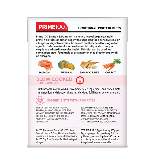 Prime 100 SPD Slow Cooked Salmon Pumpkin Wet Dog Food