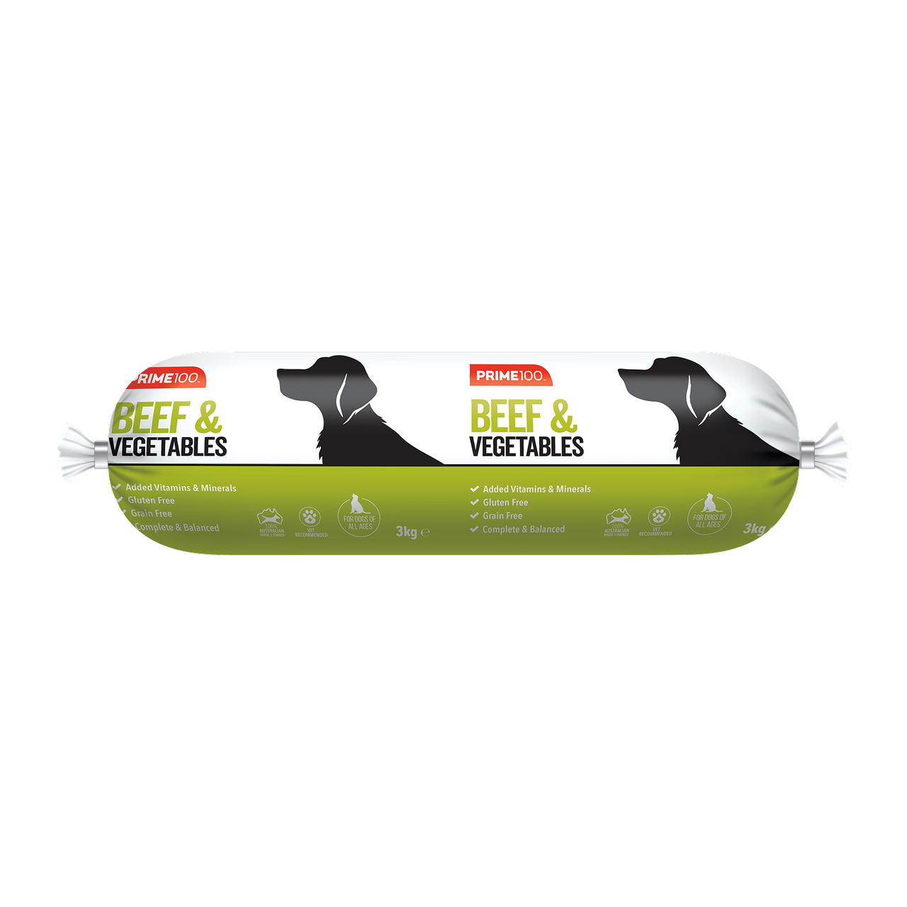 Prime100 Beef & Vegetable Cooked Dog Food Roll