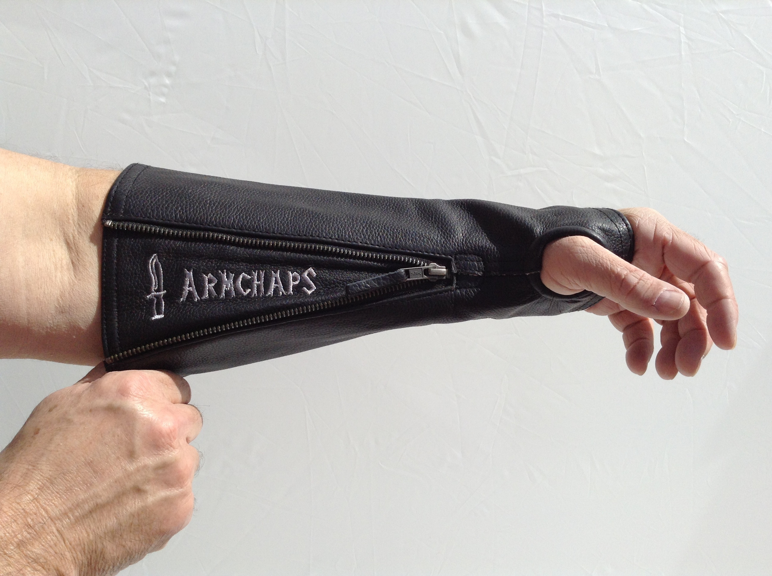 Black Leather Arm Chaps | Arm Sleeves for Protection