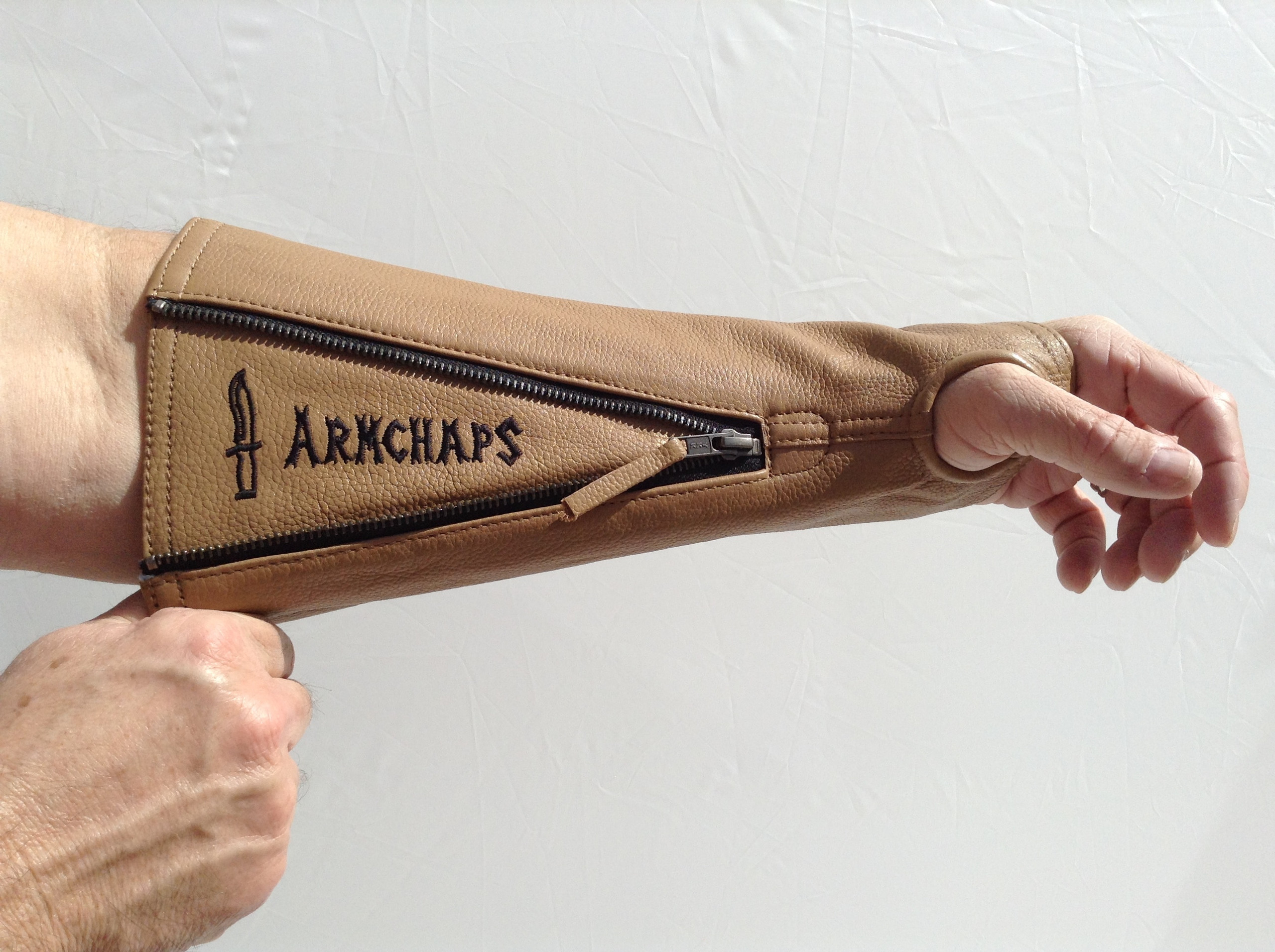 Tan Leather Arm Chaps | Arm Sleeves for Protection