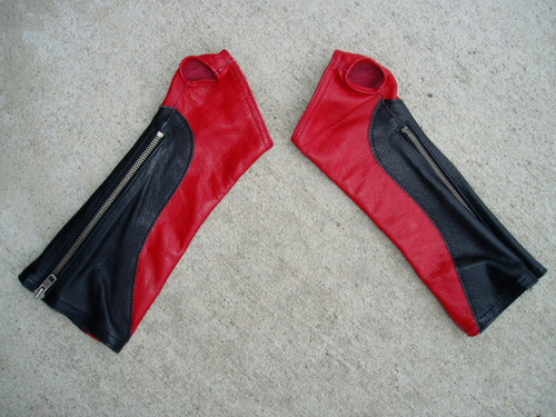 Black & Red Combo Leather Arm Chaps | Arm Protectors
