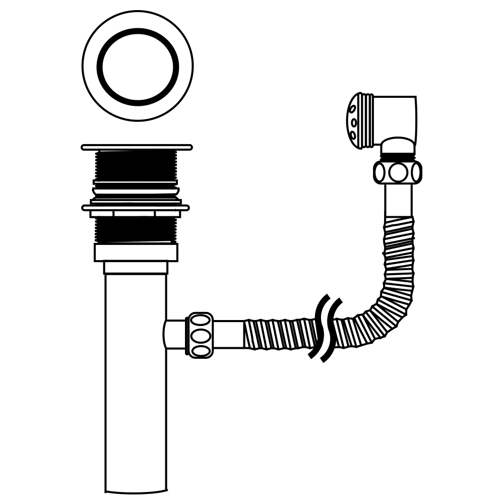 Lavatory Drain with Overflow Assembly - Houzer