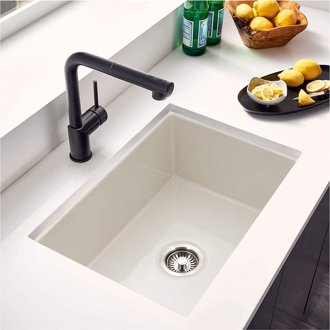 Houzer Platus 26" Fireclay Undermount Single Bowl Kitchen Sink