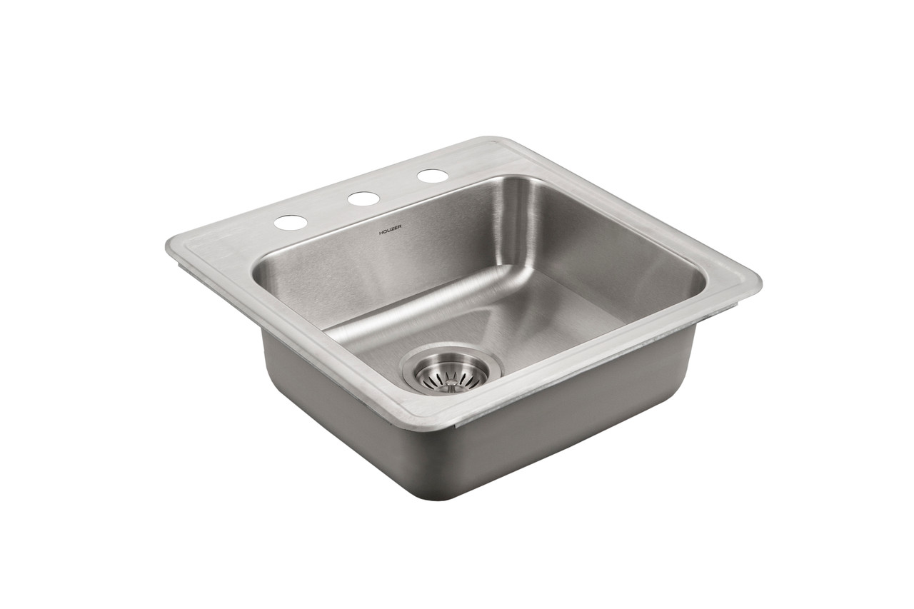 Houzer ADA Compliant 19 inch Stainless Steel Drop-in Topmount 3-hole 5 ...