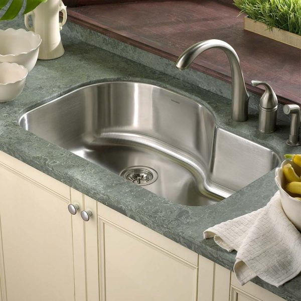 Gourmet Undermount Stainless Steel Offset Single Bowl Kitchen Sink