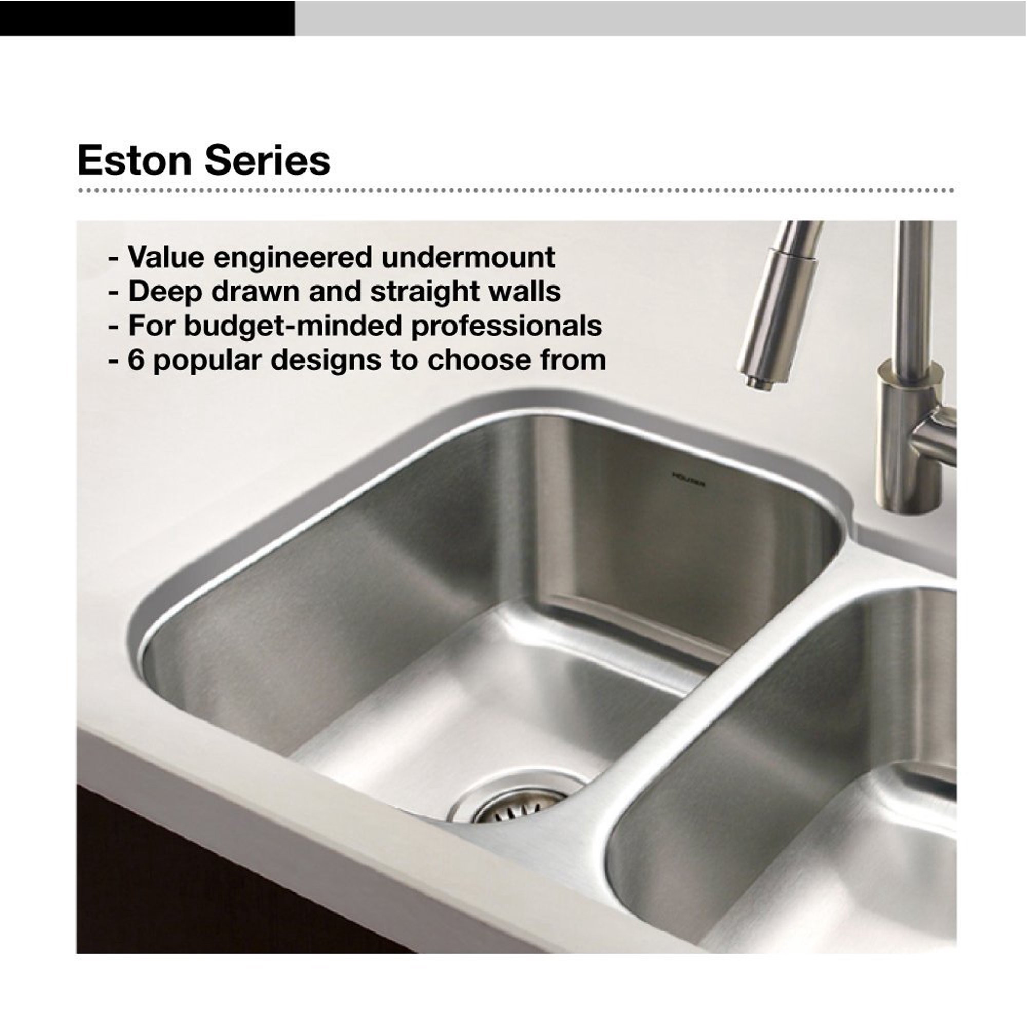 Eston Series Undermount Stainless Steel 60/40 Double Bowl Kitchen Sink ...