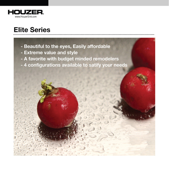 Houzer Elite 31" Stainless Steel Undermount 80/20 Small Left Double ...