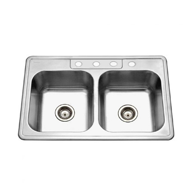 Glowtone Series Topmount Stainless Steel 4-hole 50/50 Double Bowl ...