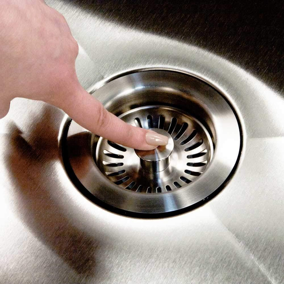 Houzer 3-1/2" Stainless Steel Pop-Up Basket Strainer with EZ Grip