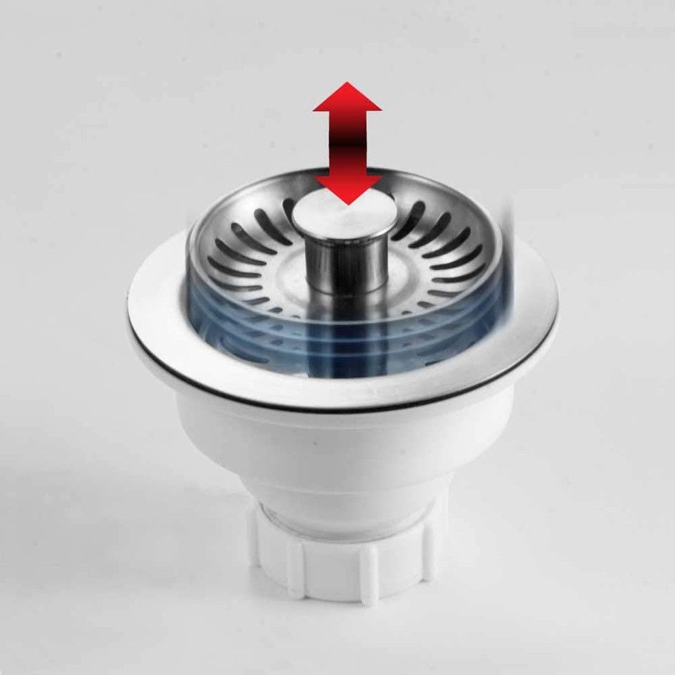 Houzer 3-1/2" Stainless Steel Pop-Up Basket Strainer with EZ Grip