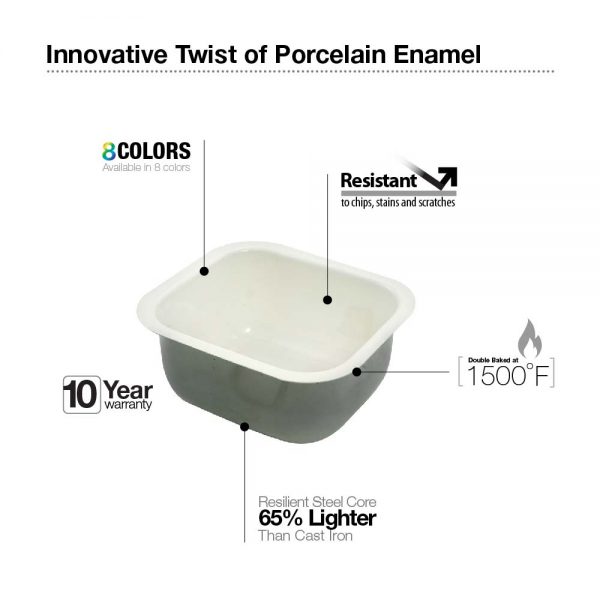Houzer Porcela 13" Porcelain Enamel Steel Undermount Bar Sink