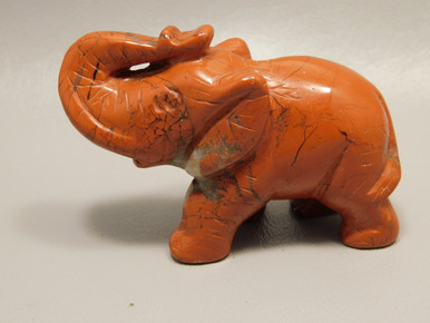 Elephant Figurine Red Jasper 3 inch Animal Gemstone Carving - OakRocks