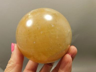 Honey Calcite Stone 3.3 inch Sphere Rock 83 mm Crystal Ball #O27 - OakRocks