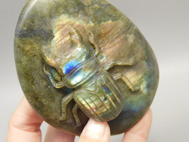 Scarab Beetle Animal Carving Labradorite Bug Insect Rock #O341 - OakRocks
