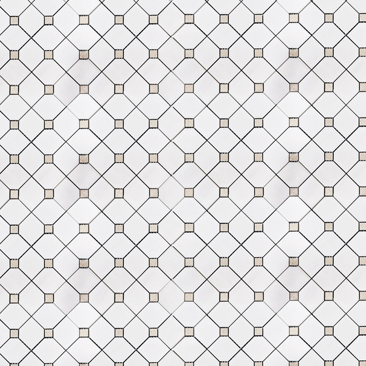 Dolomite Marble Dotty Mosaic Tile with Crema Dots Honed