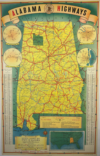 Alabama Highways Official Map - Timmons Vintage Posters