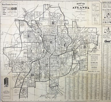 Map of Greater Atlanta 1924 - Timmons Vintage Posters