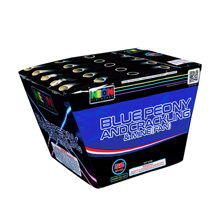 Blue Peony and Crackling - Neon Fireworks