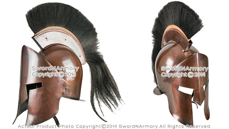 Greek Spartan King 300 Crested Helmet w/ Copper Finish & Liner ...