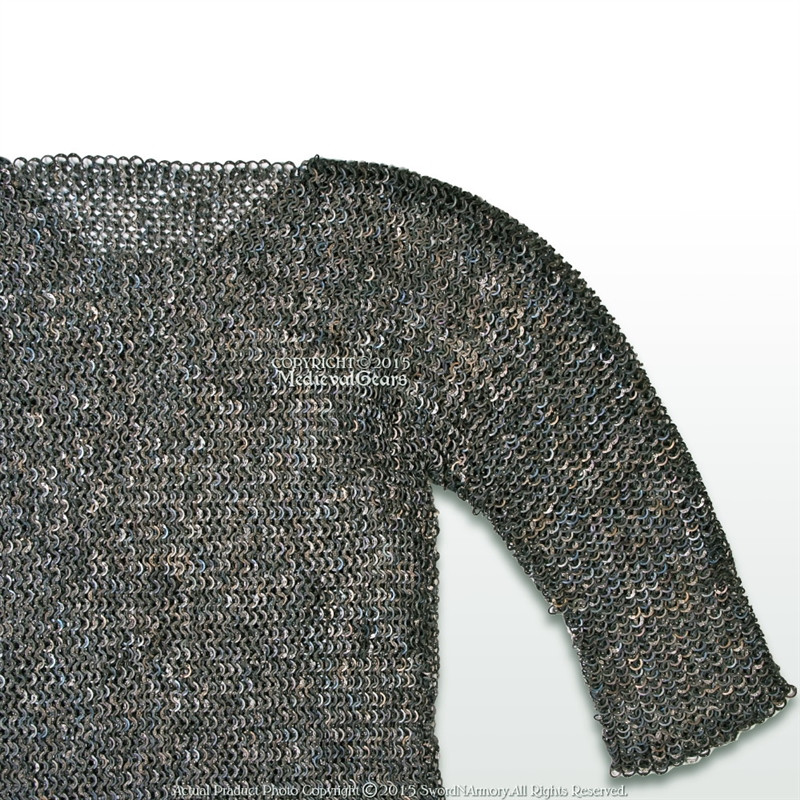 Titanium Large Medieval Hauberk Chainmail Flat Ring Round Riveted 17G ...