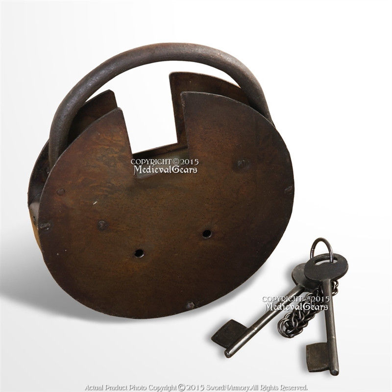 Large Size Medieval Style Padlock double Key Lock with Keys Renaissance ...