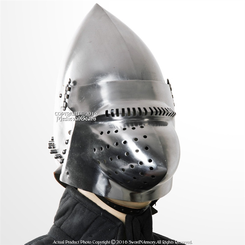 Functional 16G Hound Skull Pig Face Bascinet Jousting Medieval Helmet ...