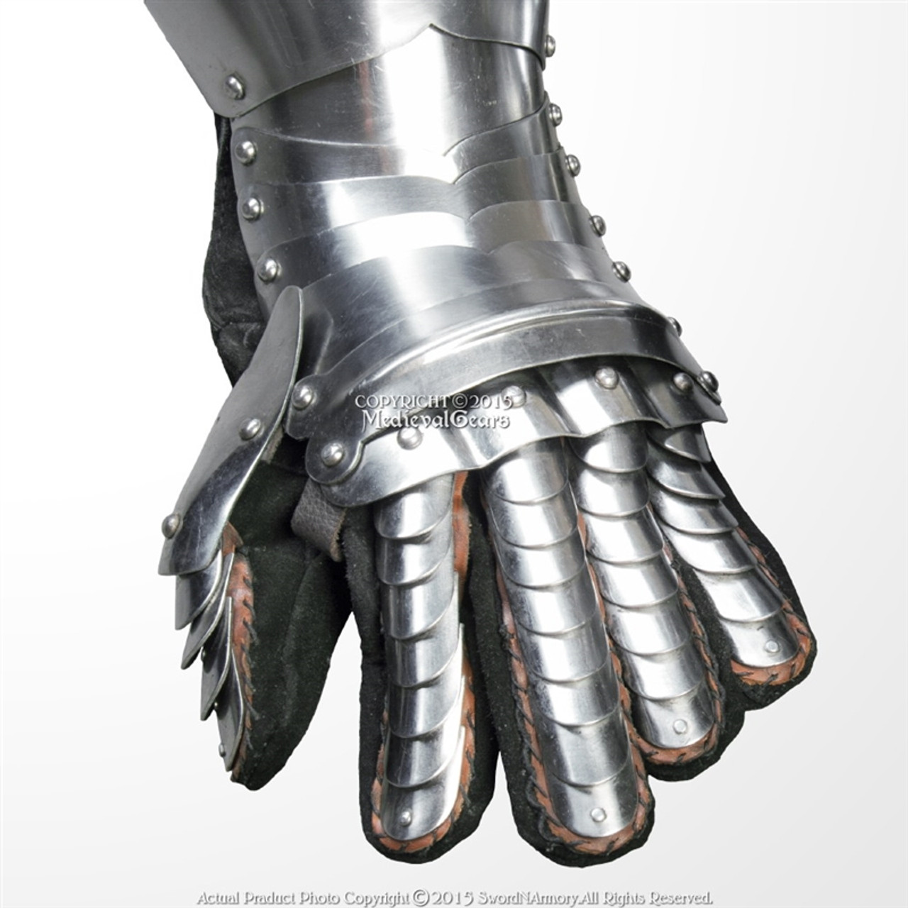 Medieval Polish 18G Plate Steel Gothic Gauntlets with Leather Glove ...