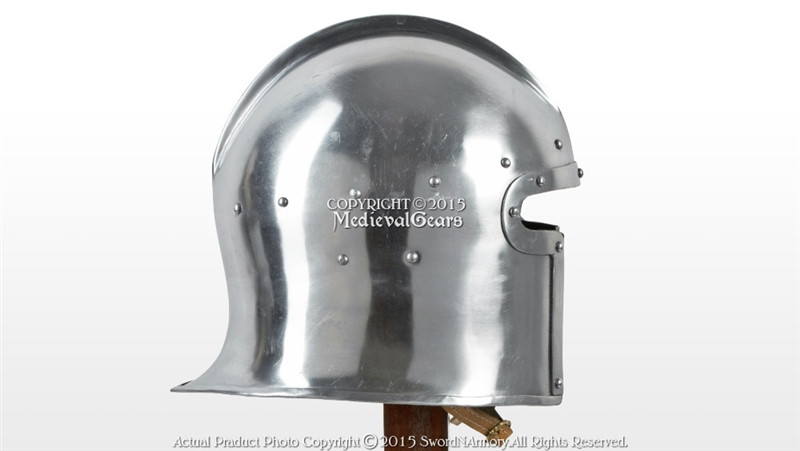 Functional Medieval Flared Barbute Fighting Combat Helmet 16G Steel SCA ...