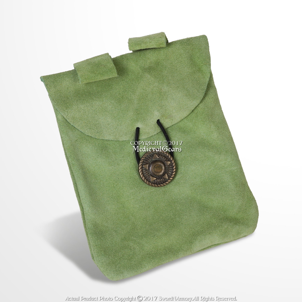 Medieval Renaissance Fair Costume Suede Leather Pouch Satchel Bag LARP SCA