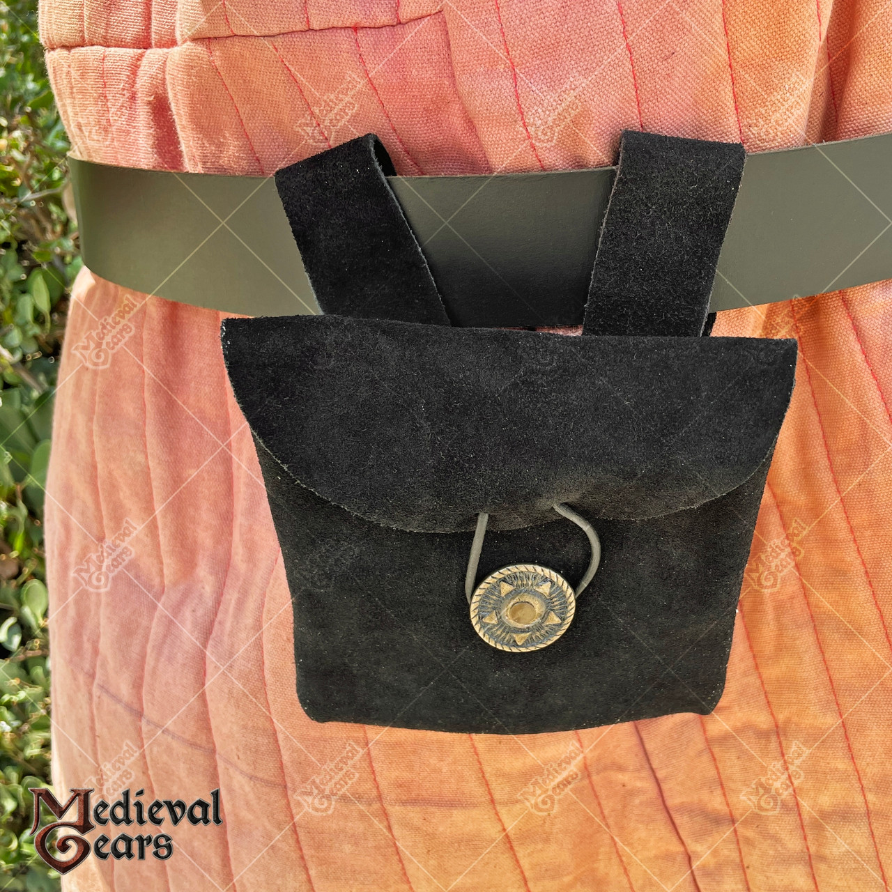 Medieval Renaissance Fair Costume Suede Leather Pouch Satchel Bag LARP SCA