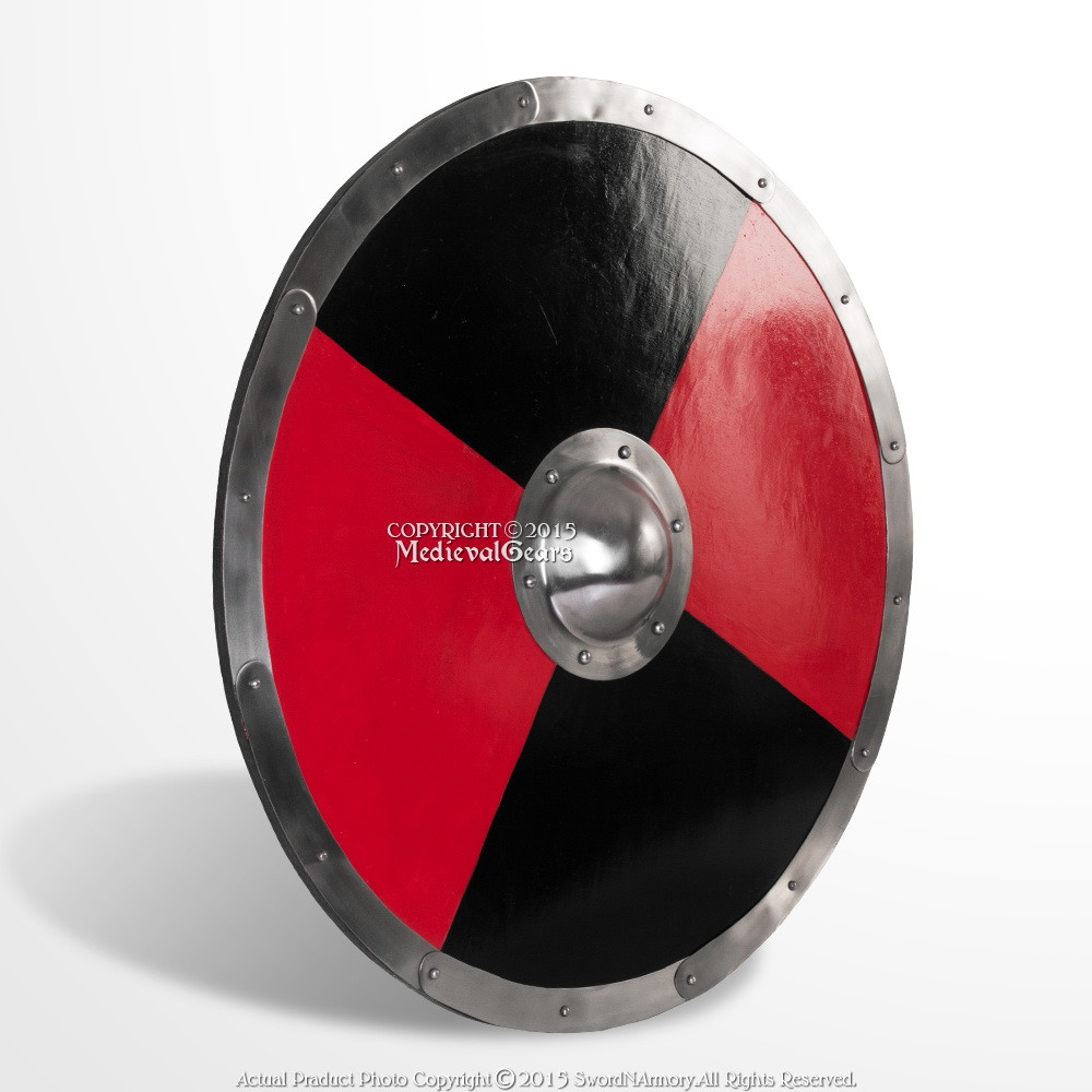 30" Functional Viking Norse Wooden Large Round Shield with Steel Boss ...