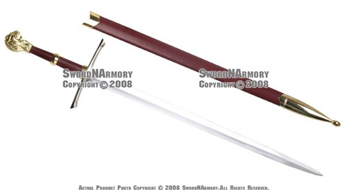 Medieval Knight Crusader Princes Peter Sword with Lion Head Handle