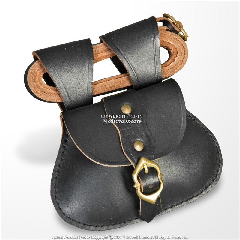 Medieval Genuine Leather Bag Sachet Viking Carry Pouch w/52" Waist Belt ...