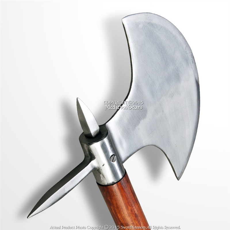 35" Iron Polished Medieval Viking Battle Axe with Spike LARP ...