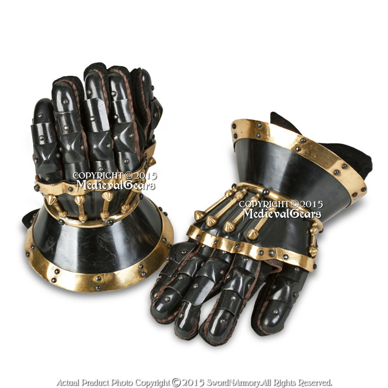 Functional Large 16G Steel Princely Hourglass Gauntlets Leather Glove SCA
