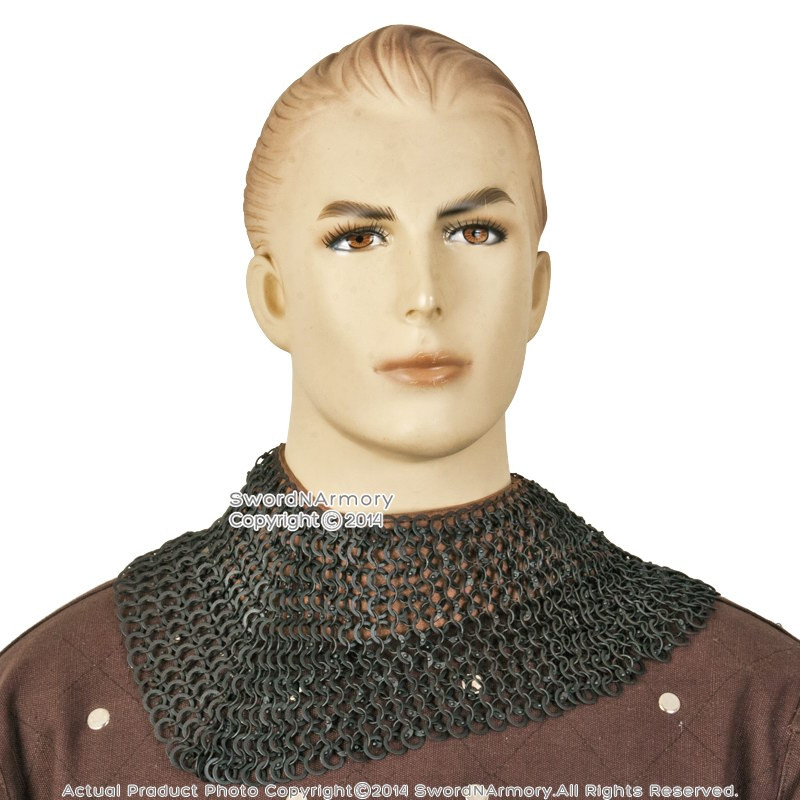 Medieval Chainmail Aventail Neck Protector w/ High Tensile Rings ...