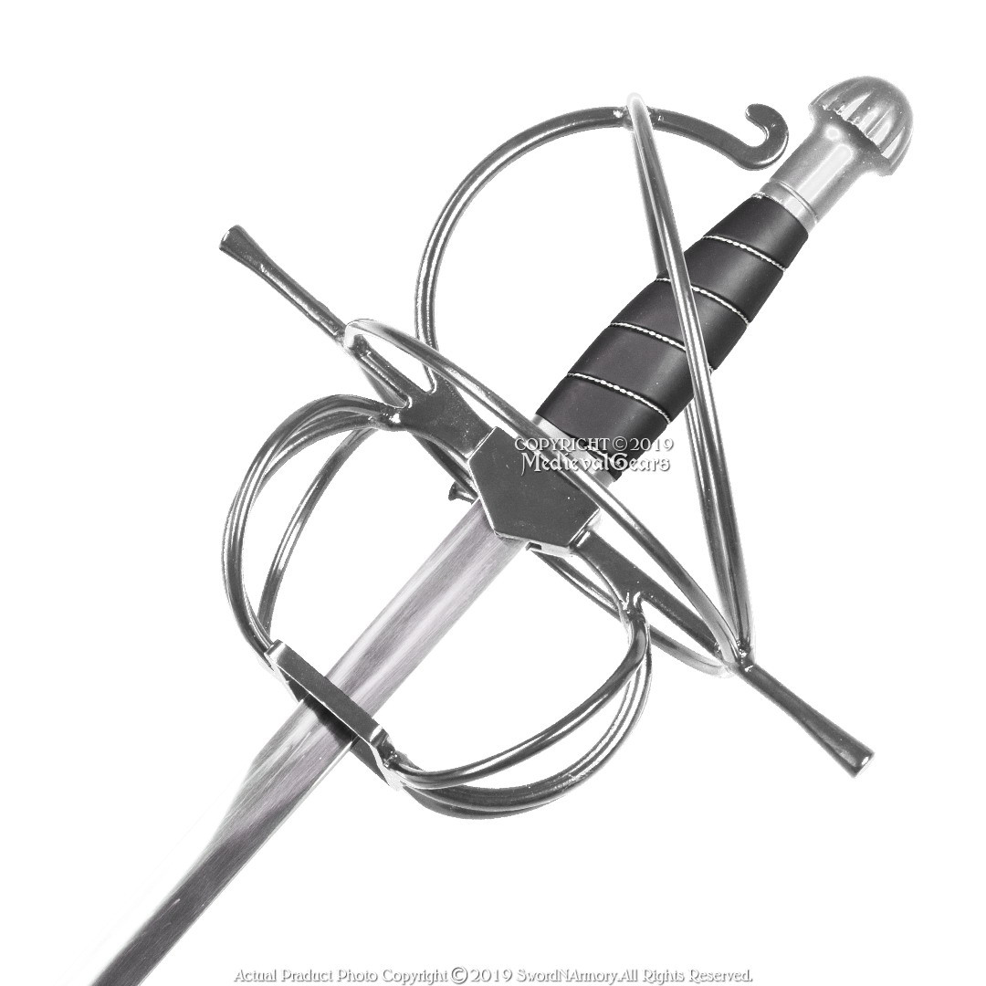 Bundle:Renaissance Swept Hilt Rapier Fencing Sword + Sword Belt Frog ...