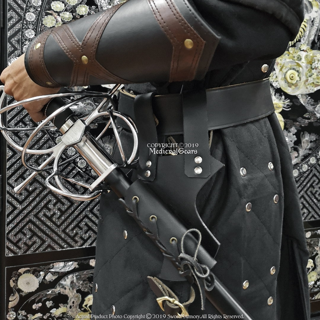 Bundle:Renaissance Swept Hilt Rapier Fencing Sword + Sword Belt Frog ...