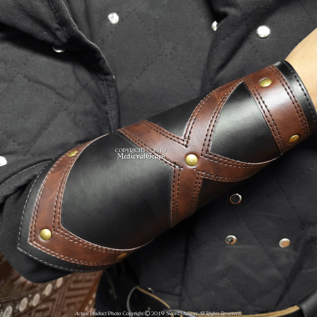 Set of 2 Medieval Leather Bracers /Archery Skirmisher Arm Guards Armour ...
