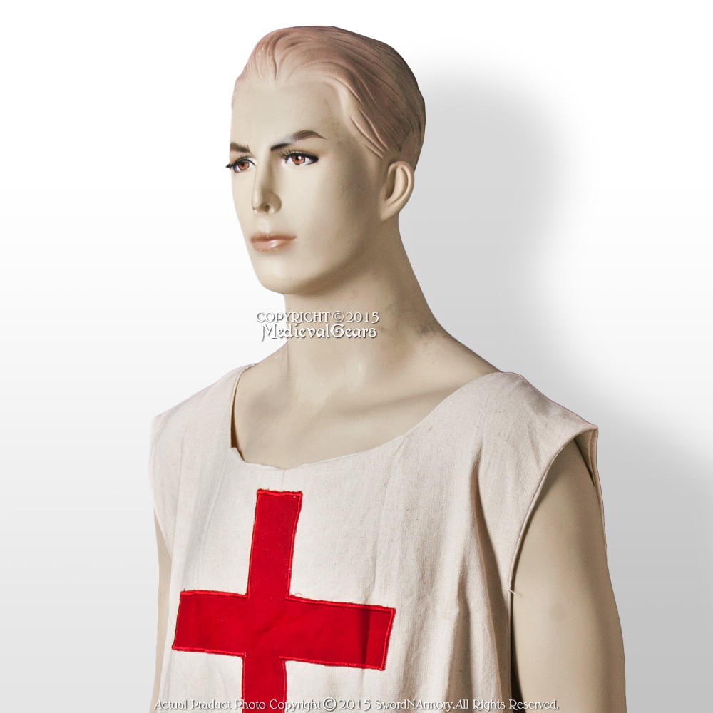 Renaissance Tudor Medieval Crusader Red Cross Tunic Tabard Robe LARP ...