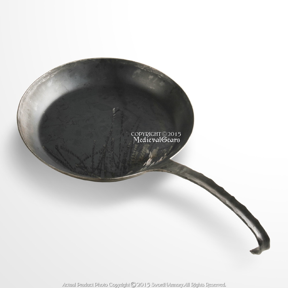 Hand Forged Medieval Iron One Piece Frying Pan Renaissance Fair Theater ...