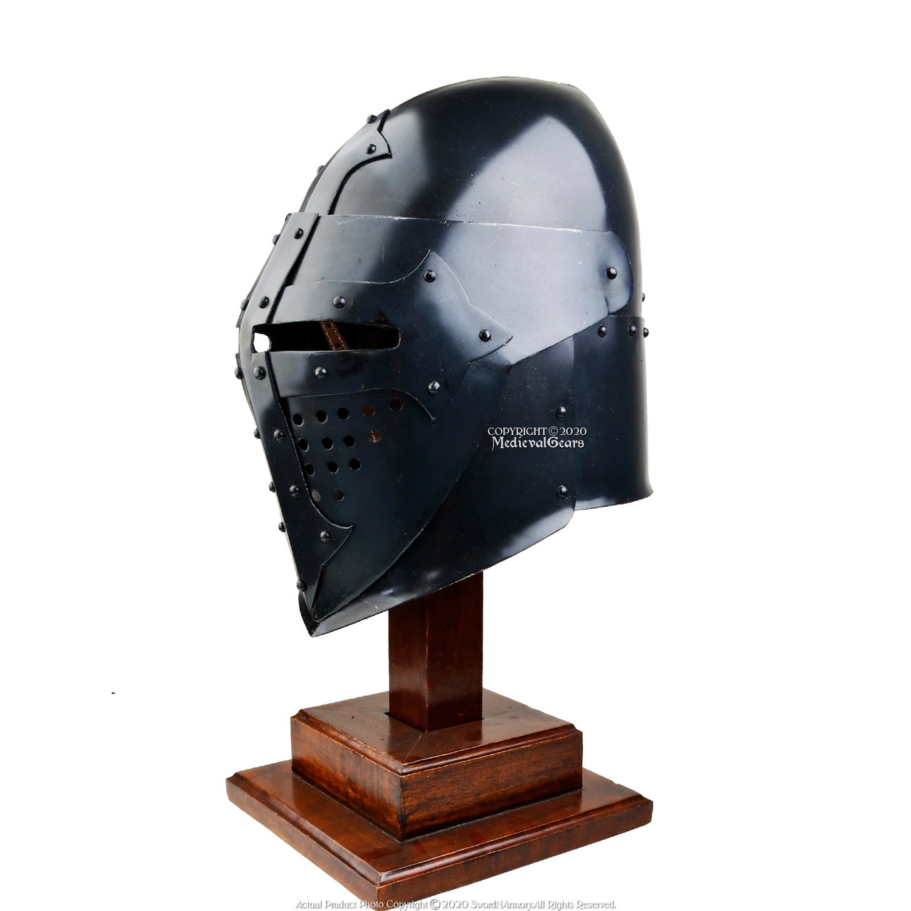 Functional Battle Ready 16G Medieval Black Knight Bassinet Helmet LARP ...