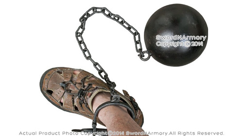 Medieval Age Style Iron Leg Shackle w/ 6" Ball & Chain LARP Renaissance ...