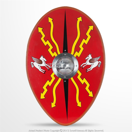 36" Roman Armor Centurion Oval Scutum Metal Shield with Steel Boss LARP ...