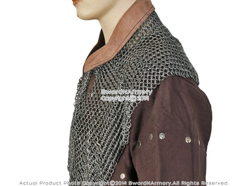 Medieval Chainmail Aventail Neck Protector w/ High Tensile Rings ...