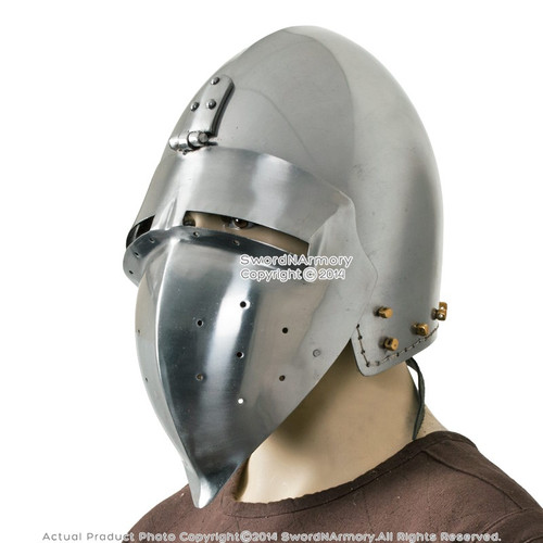 Functional Medieval Helmet Combat Bascinet with Klapvisor 16G Steel SCA ...