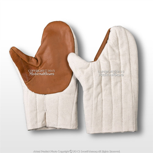 Ecru Medieval Armor Padded Heavy Duty Cotton Mittens Gauntlet Glove SCA ...
