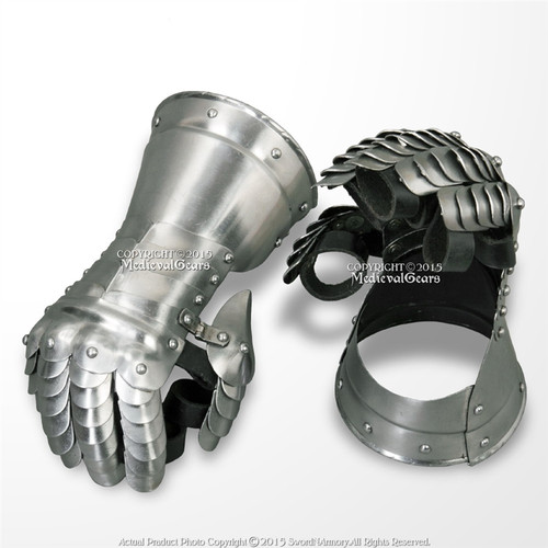 Medieval Flared Cuff Gauntlets Metal Glove Plate Armour 20G Steel Type ...