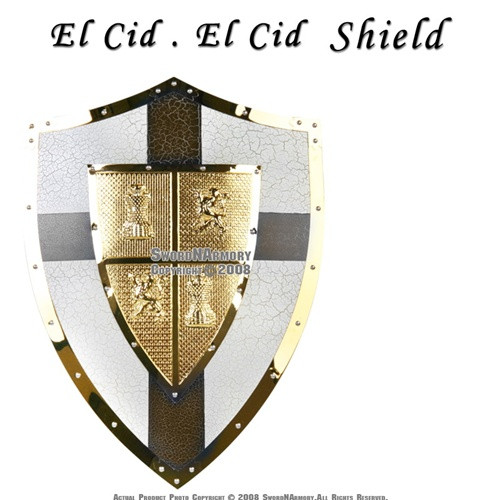 Medieval El Cid Shield Knight Armor Steel With Cross New